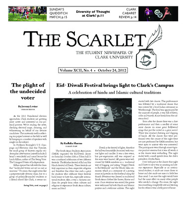 "The Scarlet - Volume XCII, No. 4 (October 24, 2012)" by Scarlet Staff